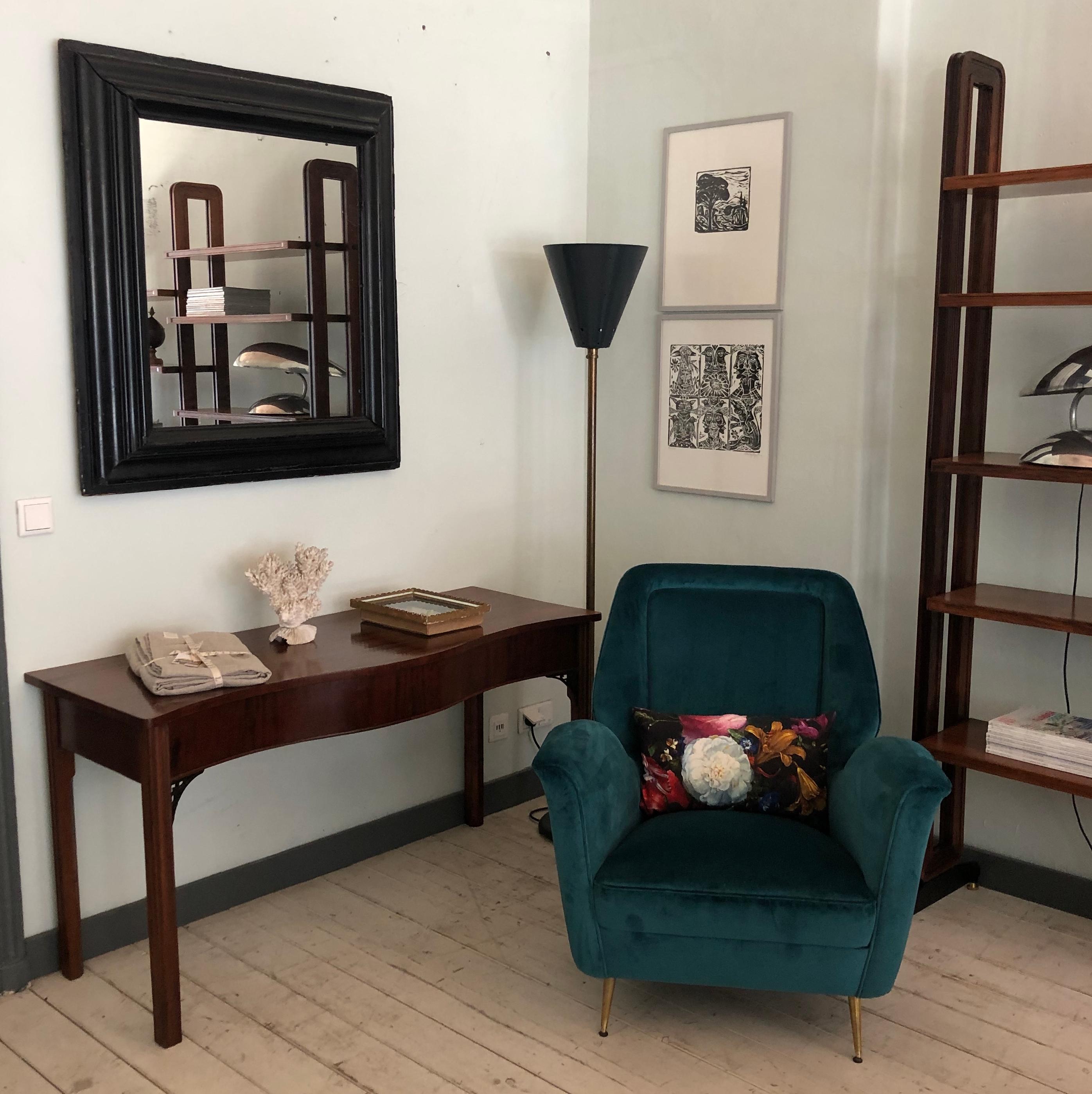 Late 18th Century Big Ebonized Black Baroque Mirror with original ...