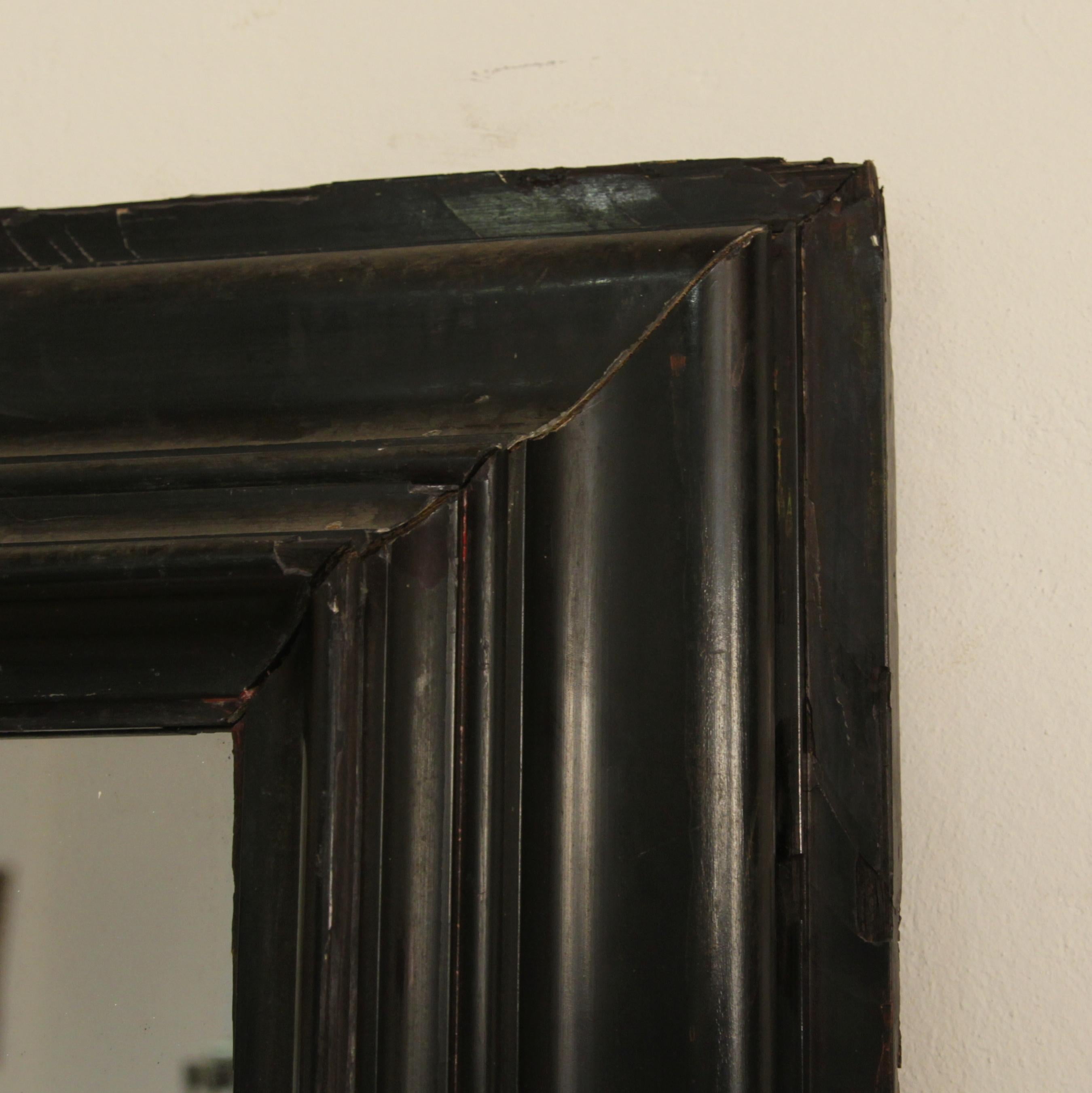 Late 18th Century Big Ebonized Black Baroque Mirror with original ...