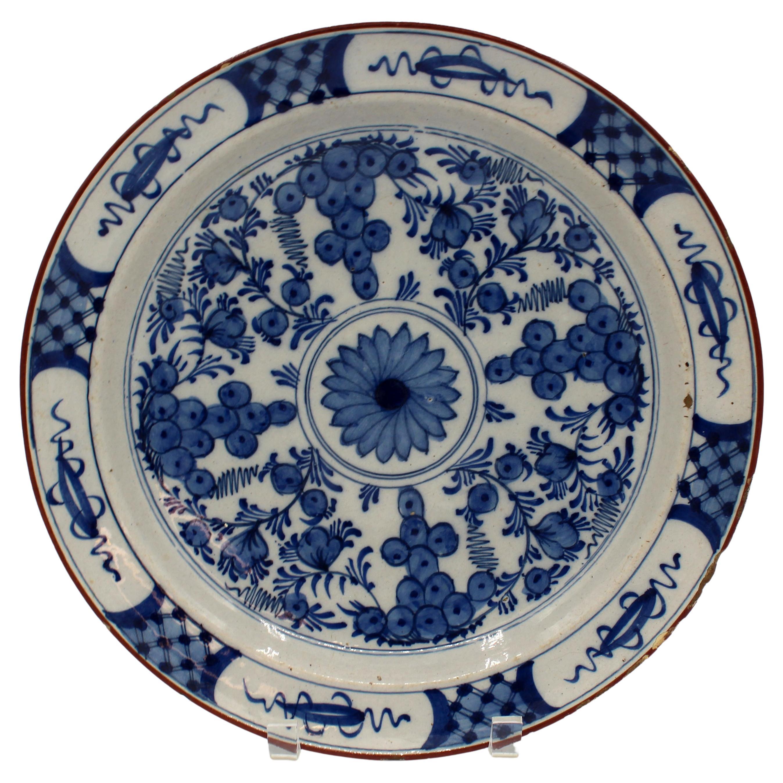 18th Century Blue and White Delft Charger For Sale at 1stDibs