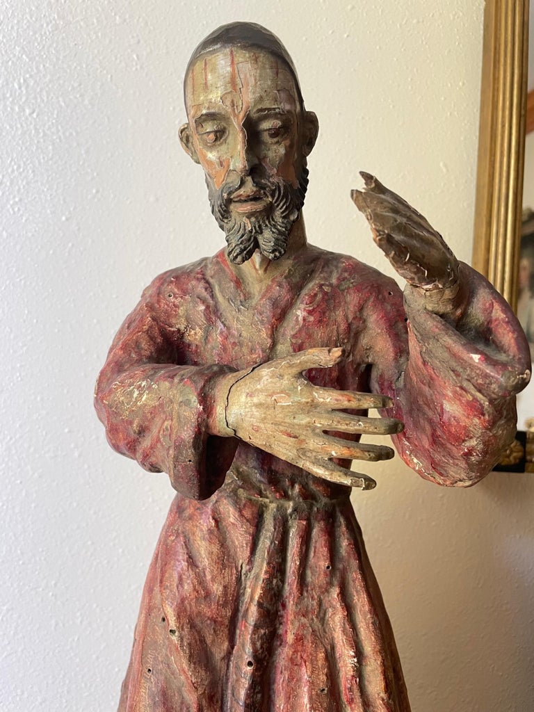 Late 18th Century Carved and Polychrome Italian Santo Statue For Sale ...