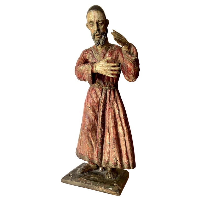 Late 18th Century Carved and Polychrome Italian Santo Statue at 1stDibs