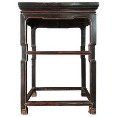 Polygonal Side Table in Black Marquetry and Brass by Ginger Brown For ...