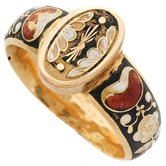 Late 18th Century Enamel Gold Ring with A Secret Compartment For Sale ...