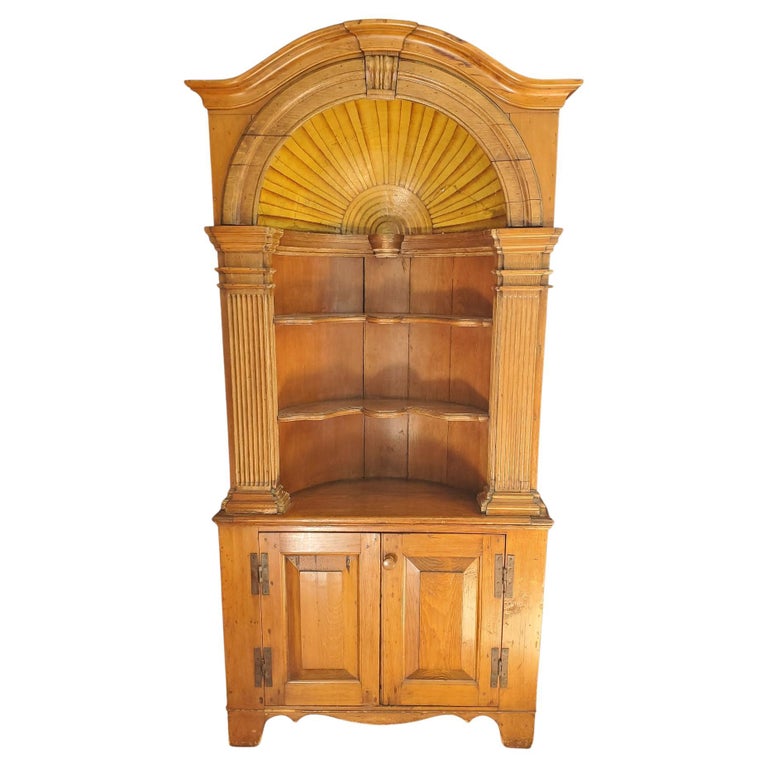Late 18th Century English Pine Corner Cupboard with Shell Top and ...