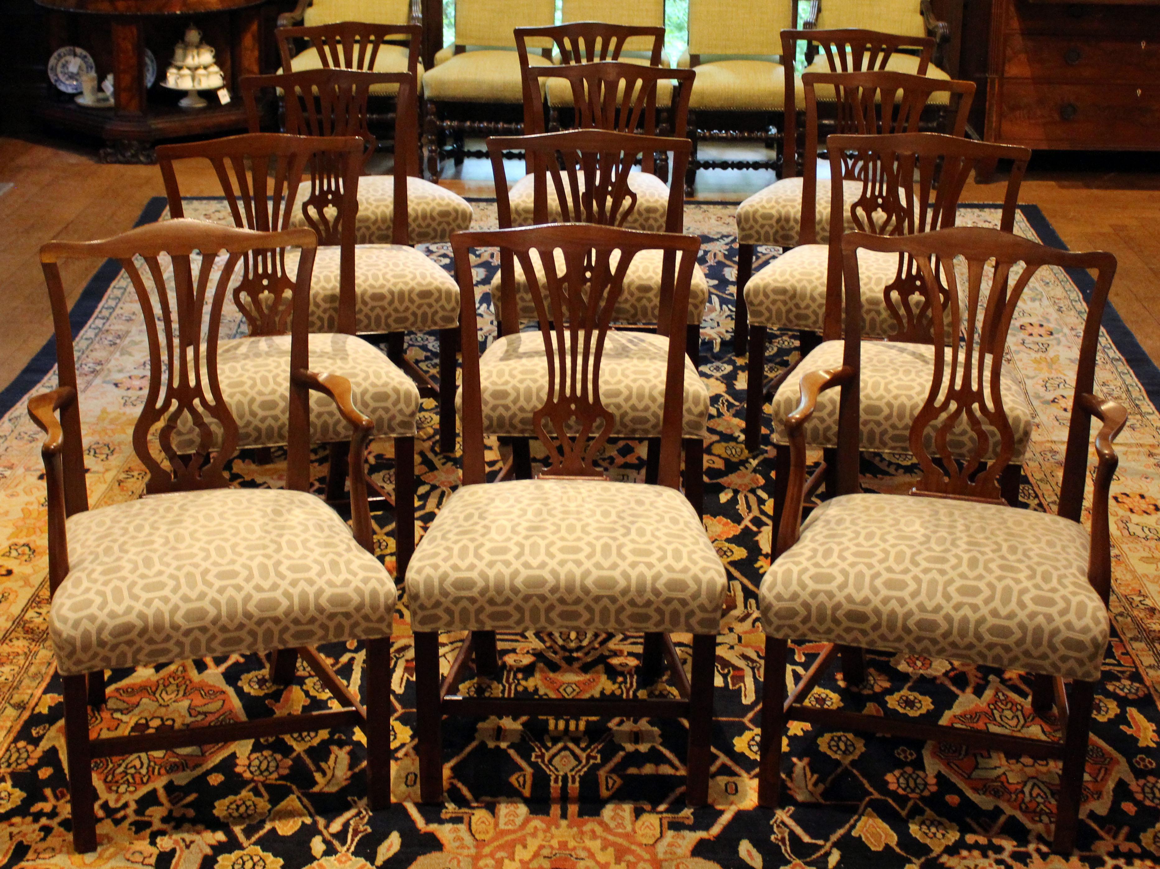 Late 18th Century George III Mahogany Dining Chairs, Set of 12 at 1stDibs