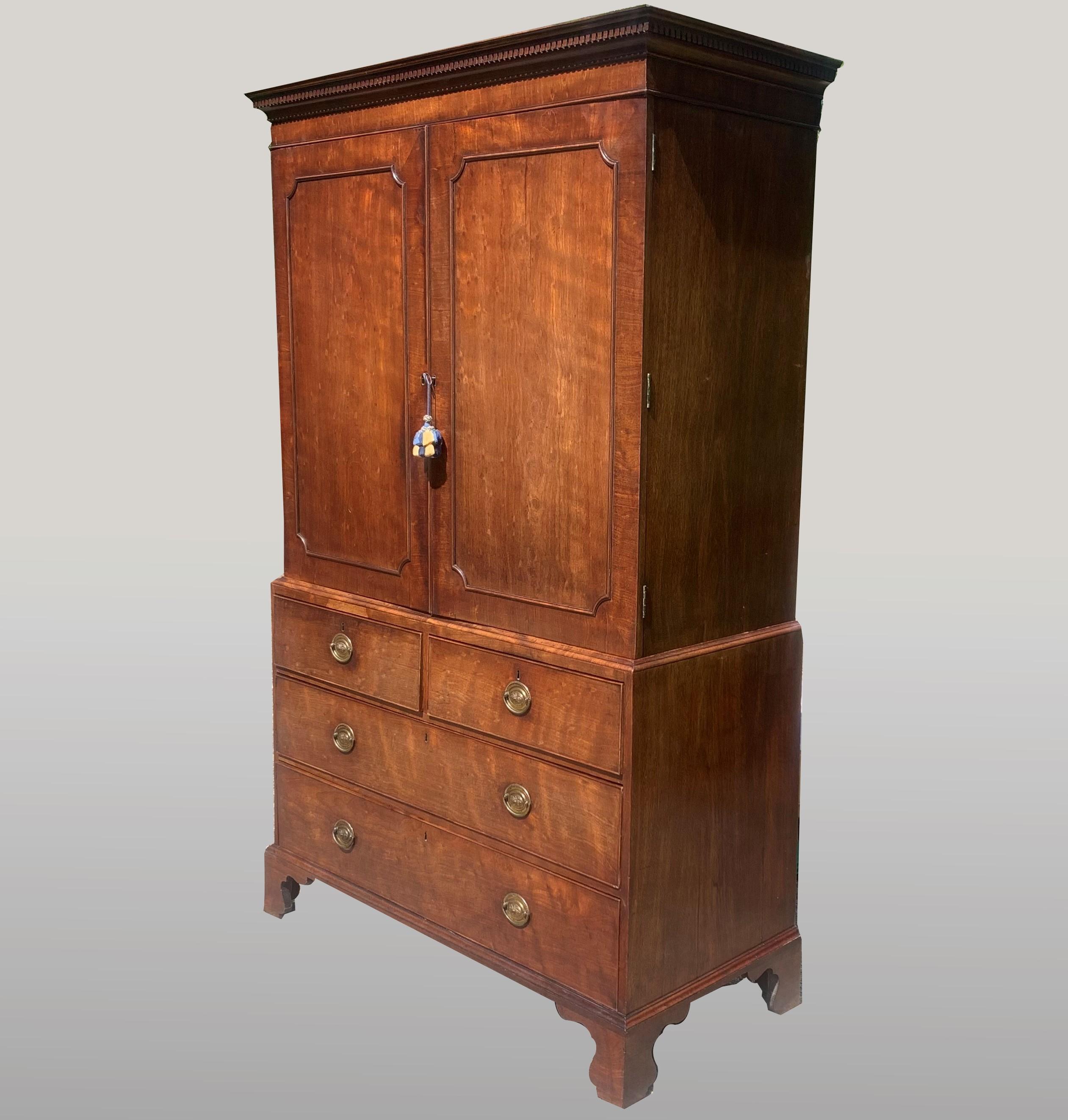 Late 18th Century Georgian Mahogany Linen Press Cupboard at 1stDibs