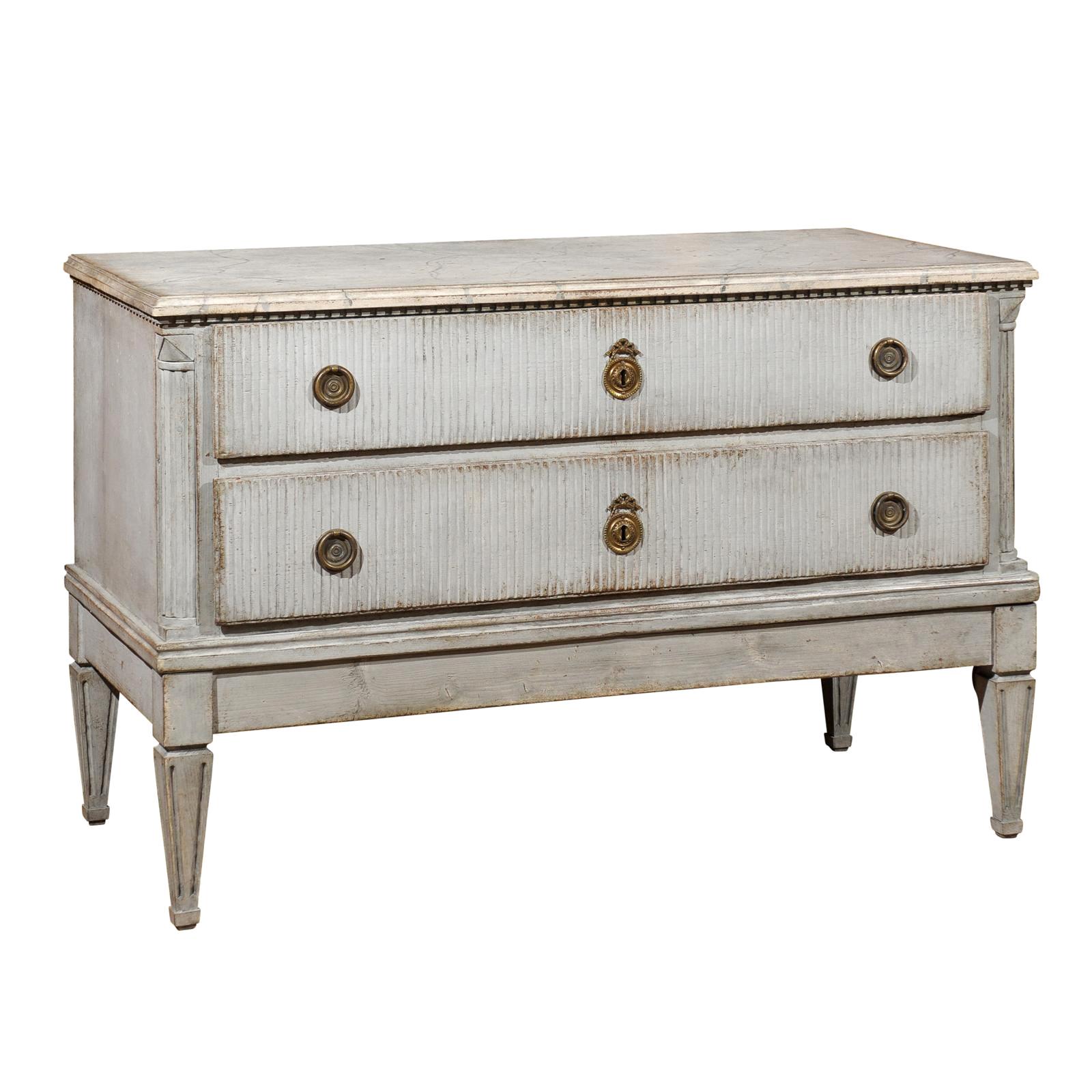 Italian Rococo Style Soft Green Painted Two-Drawer Commode with ...