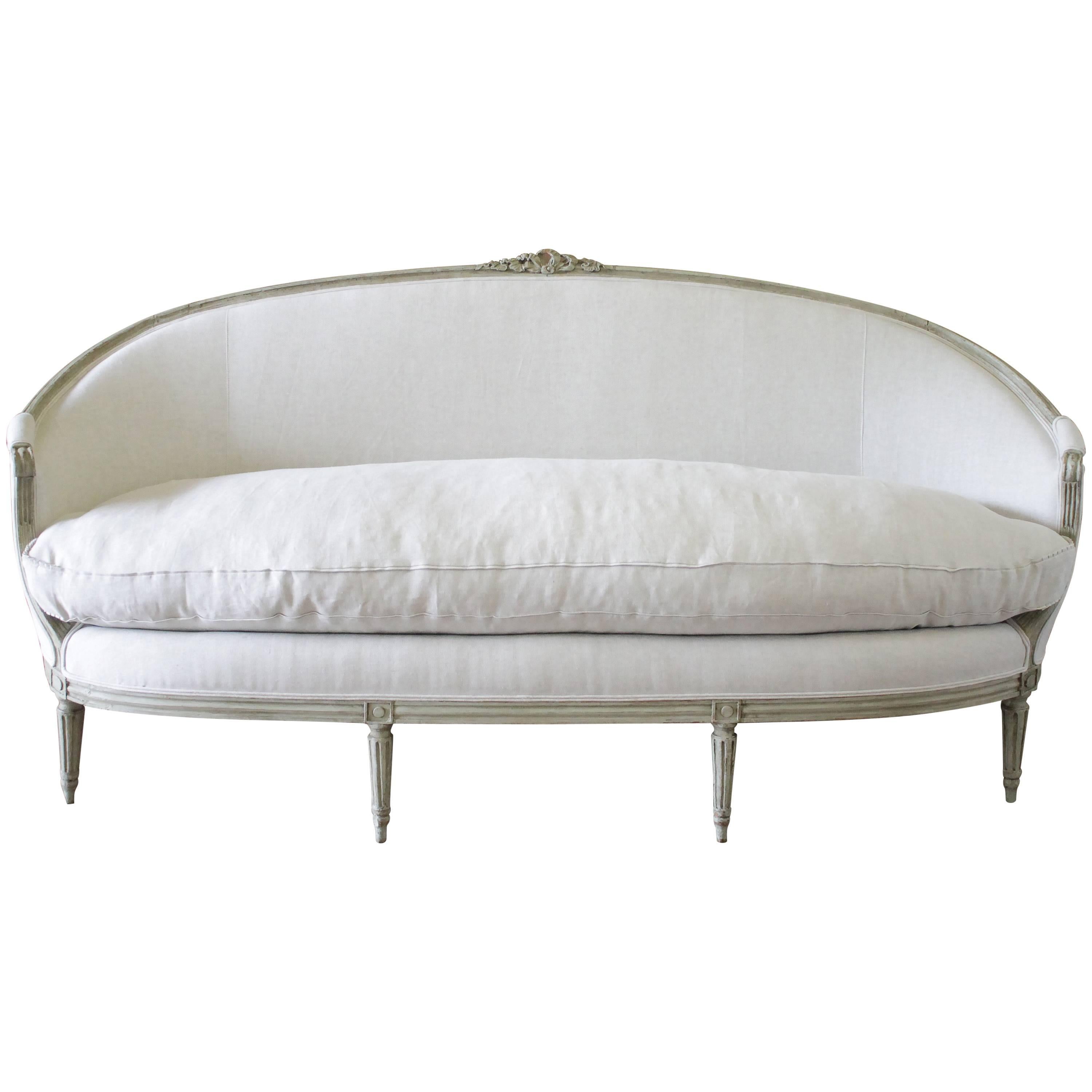 Late 18th Century Hand-Carved Louis XVI Style Painted French Sofa ...