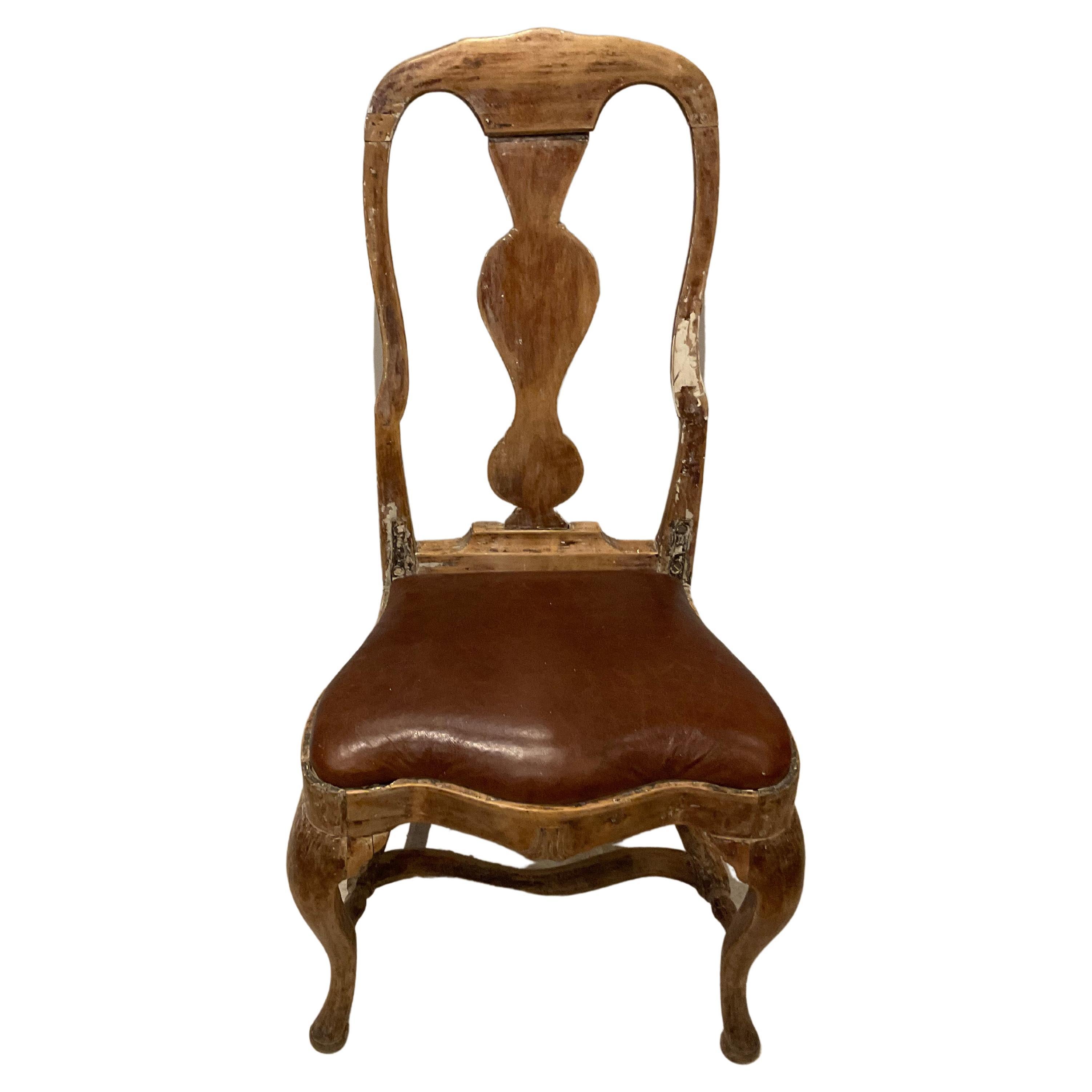 Swedish Rococo Original Painted Carved Shell Detailed Chair, circa 18th ...