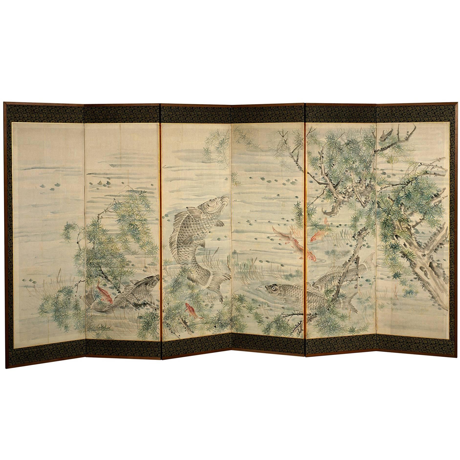 Rare and Exceptional Antique Japanese Screen with Hand Carved Designs ...