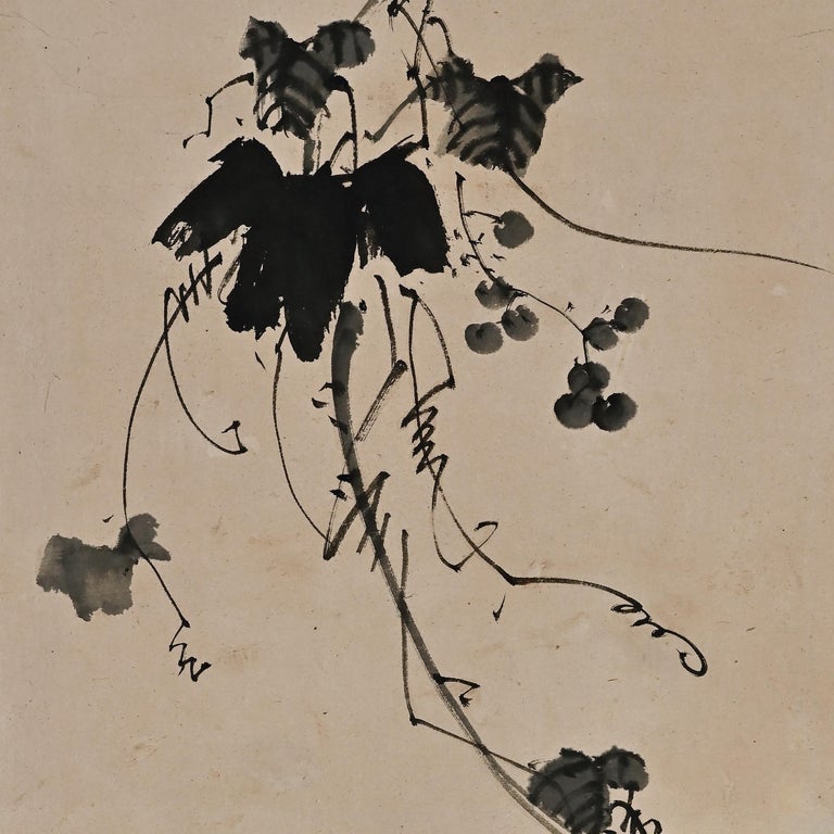 Late 18th Century Japanese Framed Painting. Ink Grapevine by Tenryu ...