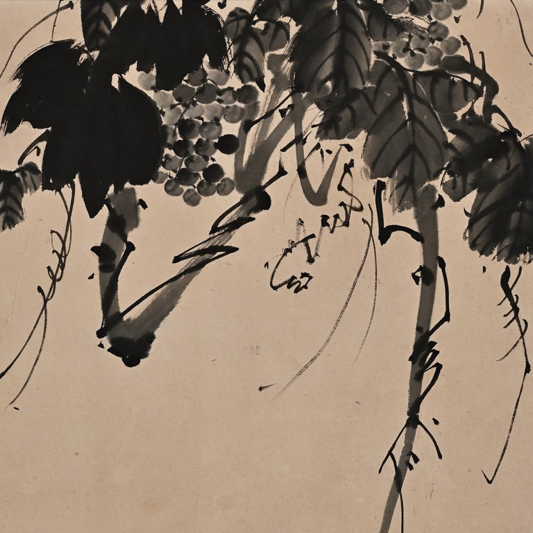 Late 18th Century Japanese Framed Painting, Ink Grapevine by Tenryu ...