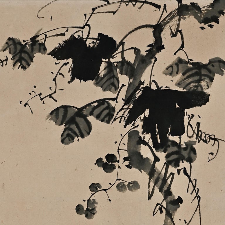Late 18th Century Japanese Framed Painting. Ink Grapevine by Tenryu ...