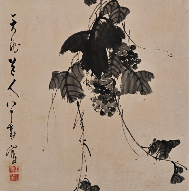 Late 18th Century Japanese Framed Painting, Ink Grapevine by Tenryu ...