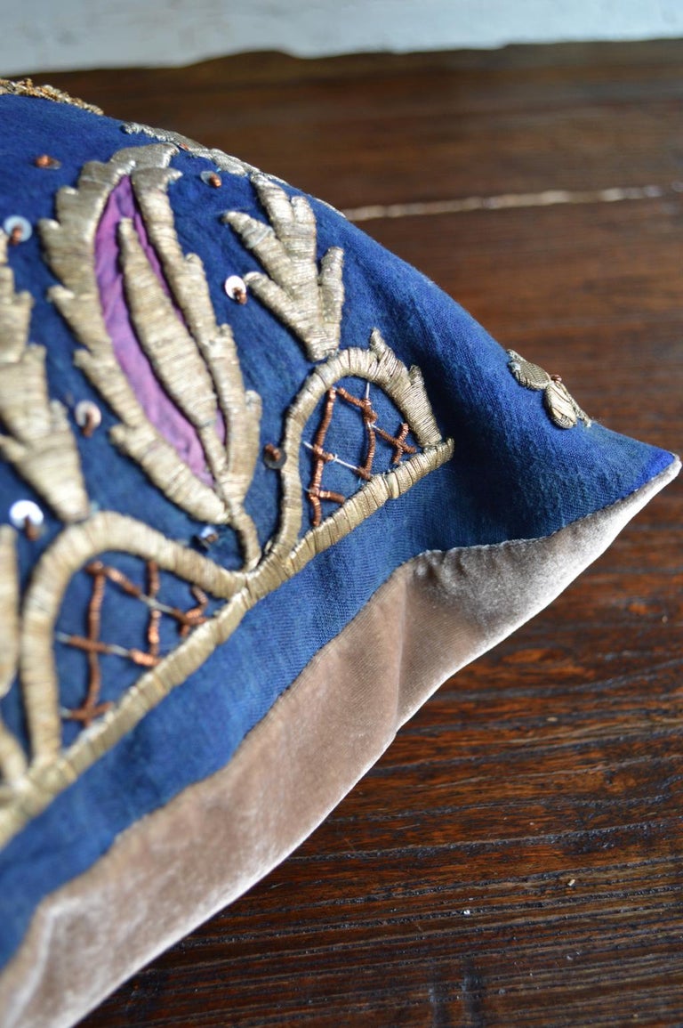 Late 18th Century Metallic / Silk Uzbek Textile Pillow For Sale at 1stDibs