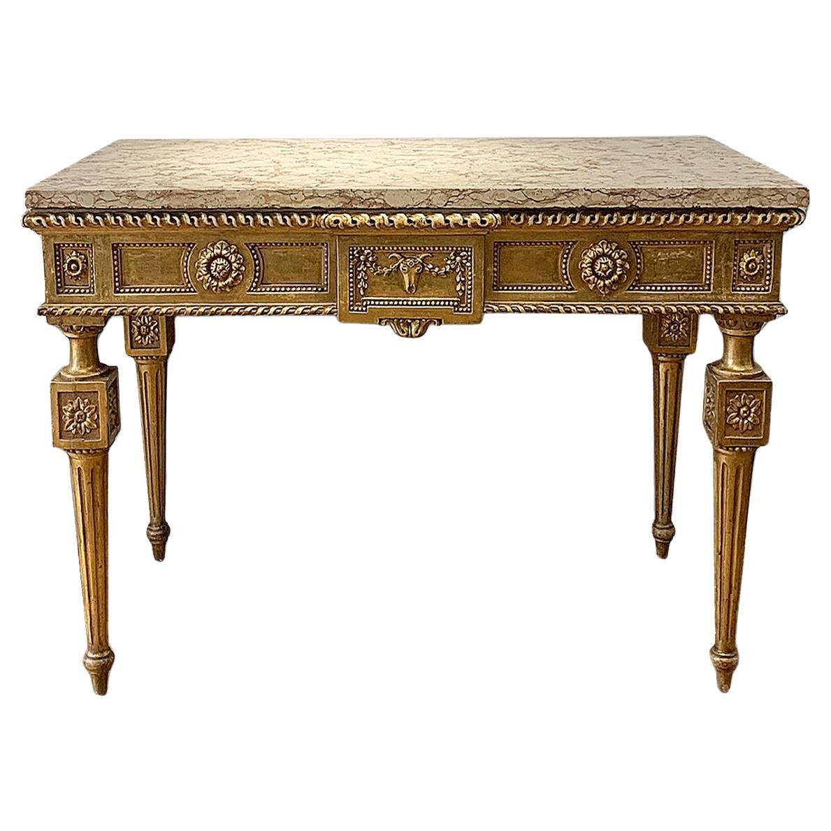 Important Neoclassical late 18th Century Italian Giltwood Console Table ...
