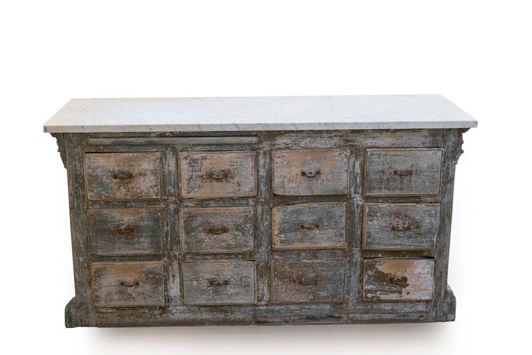 Late 18th Century Painted Double Sided Counter with a White Marble Top ...