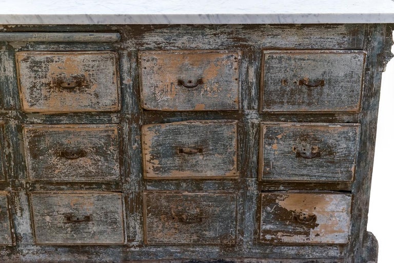 Late 18th Century Painted Double Sided Counter with a White Marble Top ...