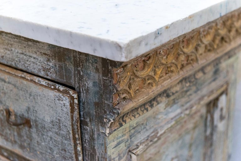 Late 18th Century Painted Double Sided Counter with a White Marble Top ...