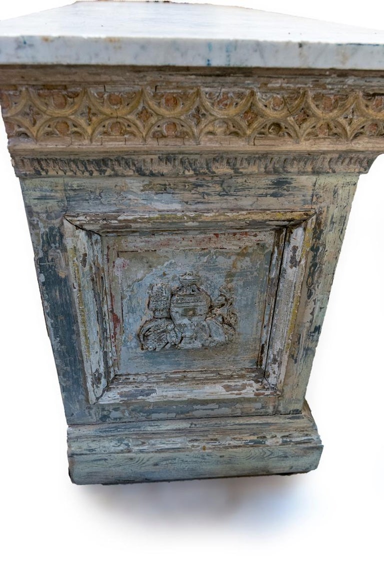 Late 18th Century Painted Double Sided Counter with a White Marble Top ...