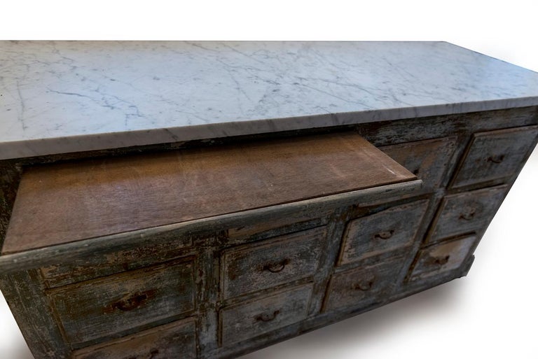 Late 18th Century Painted Double Sided Counter with a White Marble Top ...