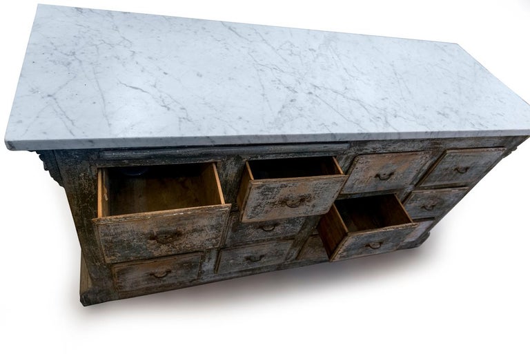 Late 18th Century Painted Double Sided Counter with a White Marble Top ...