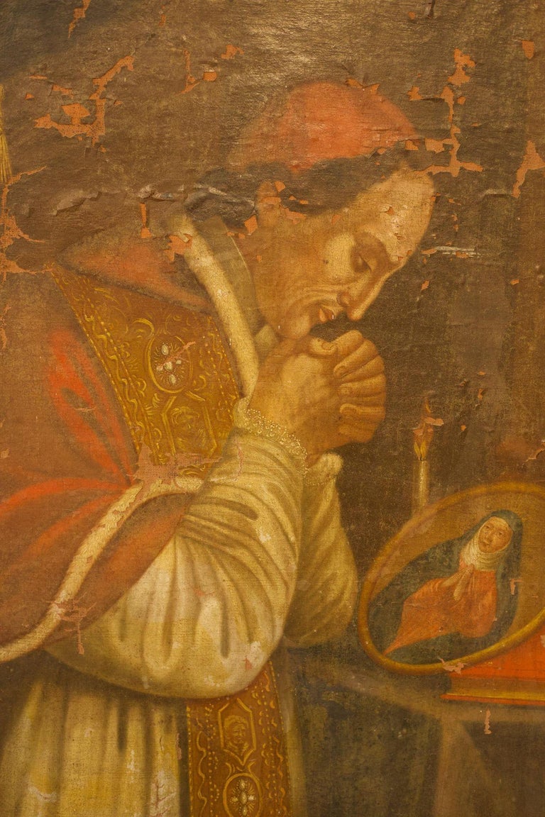 Late 18th Century Painting of a Praying Priest For Sale at 1stDibs