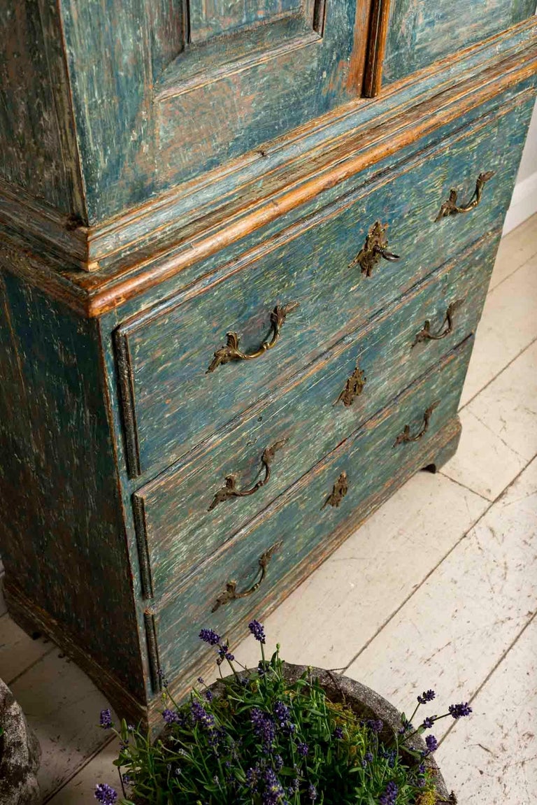Late 18th Century Swedish Armoire Cupboard Original Turquoise Paint ...