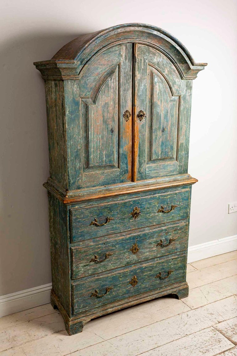 Late 18th Century Swedish Armoire Cupboard Original Turquoise Paint ...