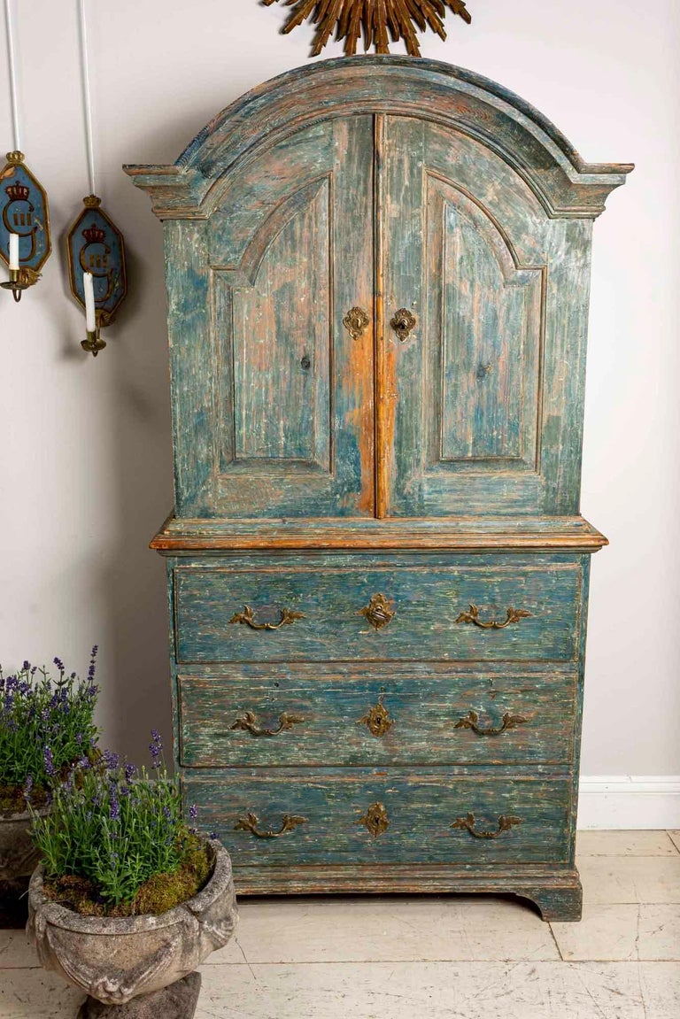 Late 18th Century Swedish Armoire Cupboard Original Turquoise Paint ...