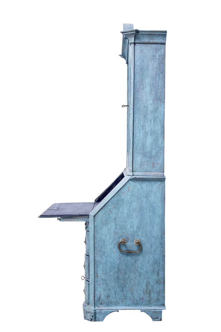 Late 18th Century Swedish Oak Painted Bureau Bookcase For Sale at 1stDibs