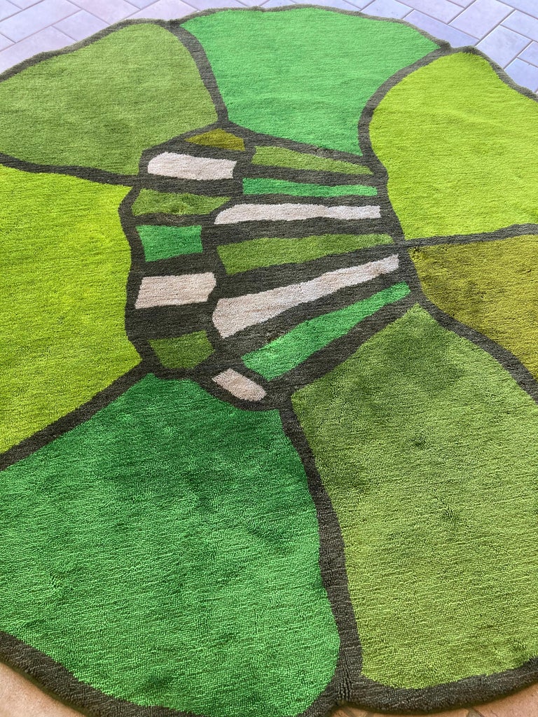 Late 1960s German Woven Pure Wool Flower Rug Wolf Bauer with Artist ...