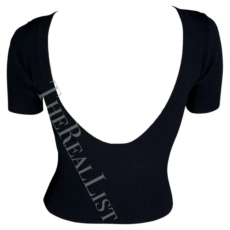 Late 1990s Dolce and Gabbana Runway Black Knit Backless Sweater Crop ...