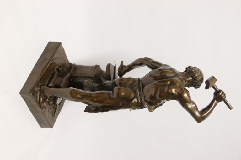 Late 19th C Bronze Study of a Semi Naked Blacksmith by E. L Picault ...
