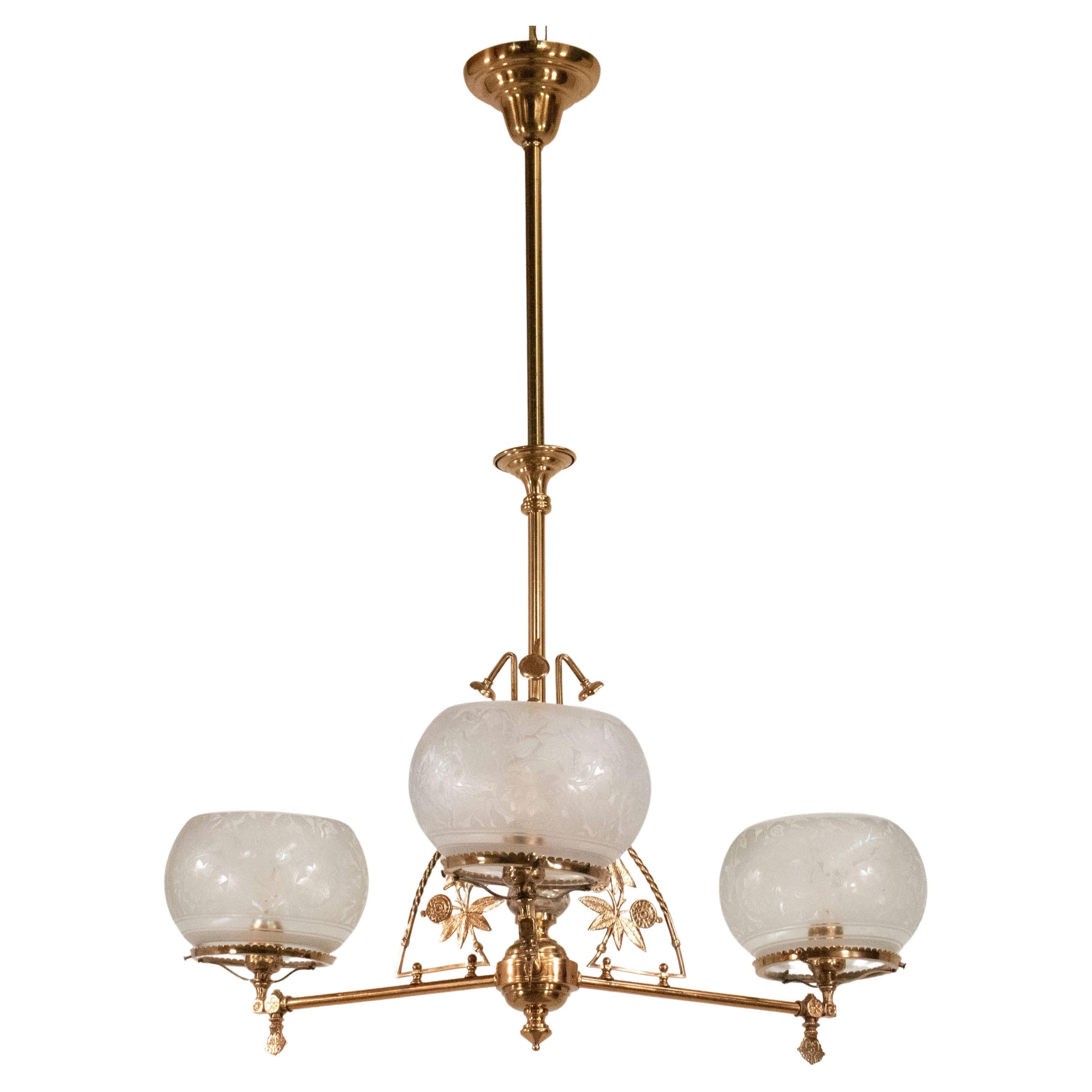 Late 19th c. English Aesthetic Movement Copper Gasolier with Adjustable ...