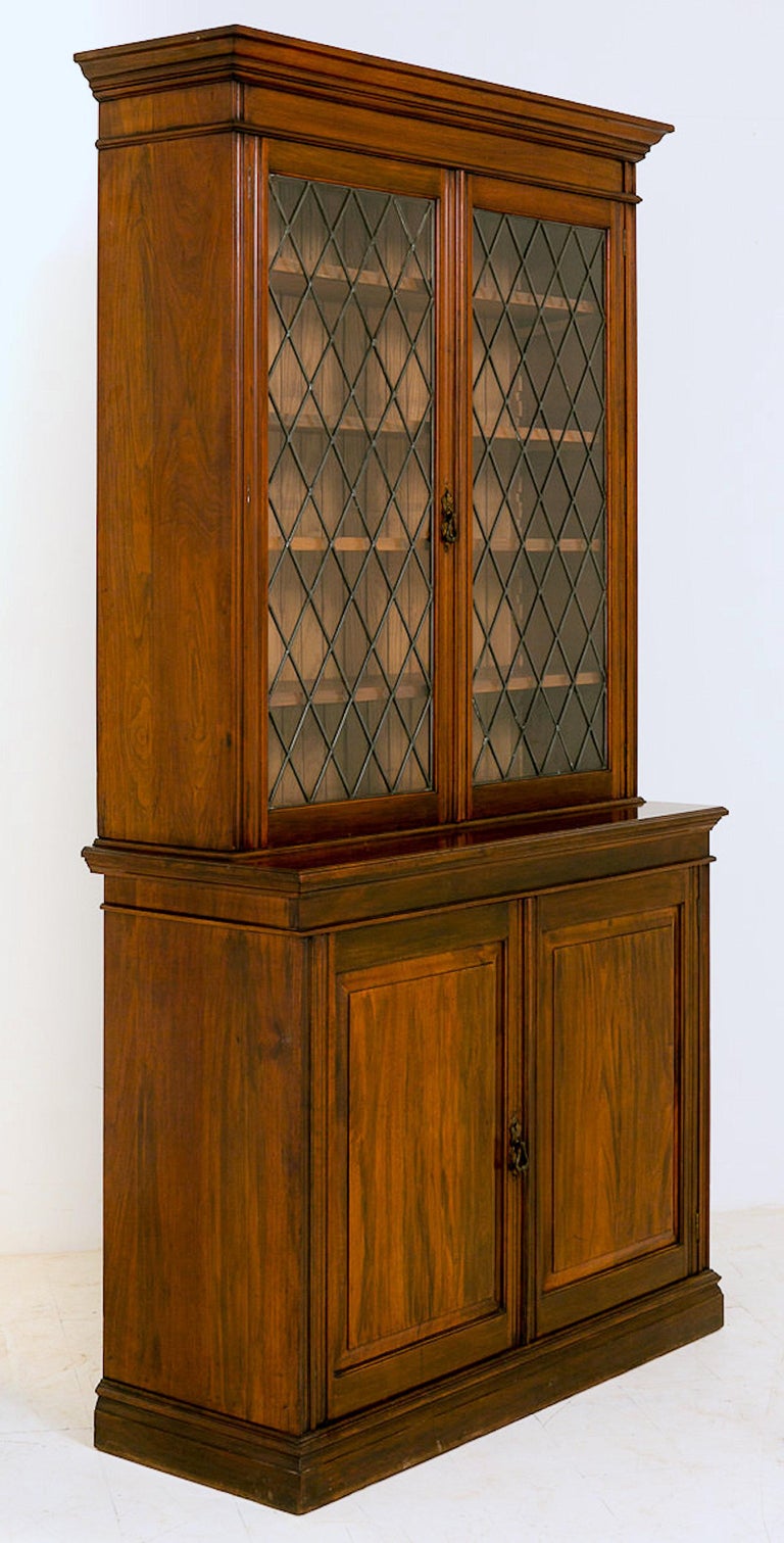 Late 19th Century English Walnut Glass Door Bookcase at 1stDibs