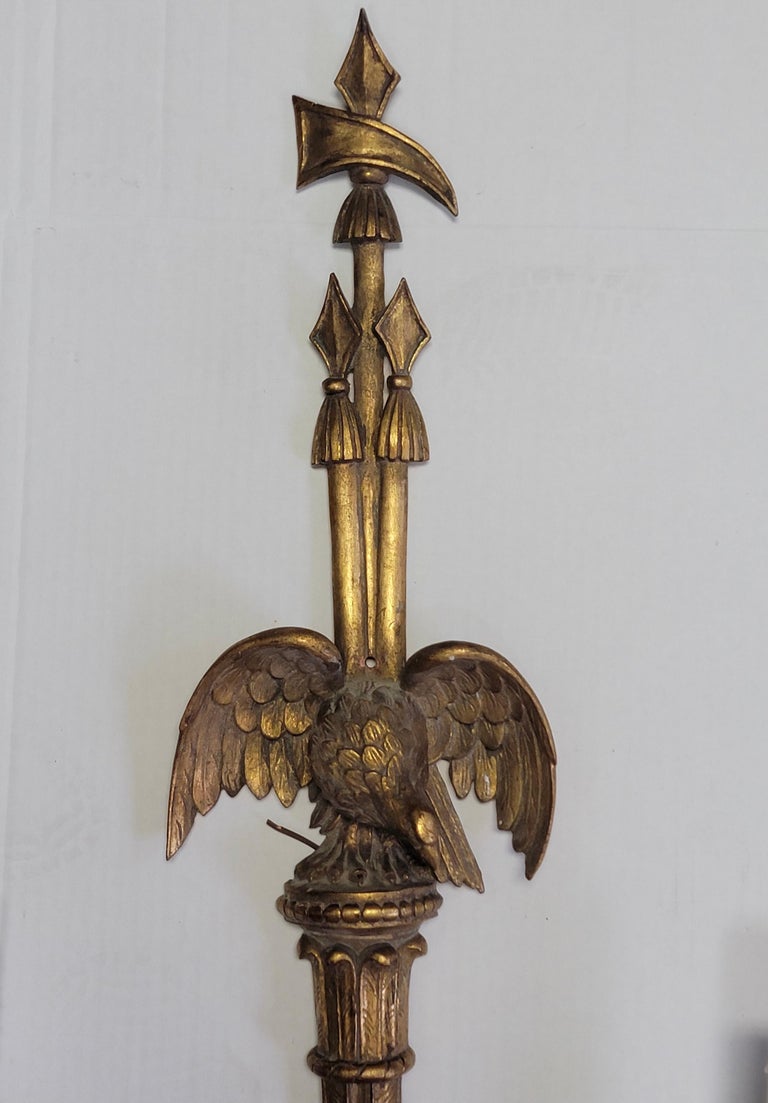 Late 19th-C. Federal Style Carved Giltwood Eagle Form Sconces, Pair For ...