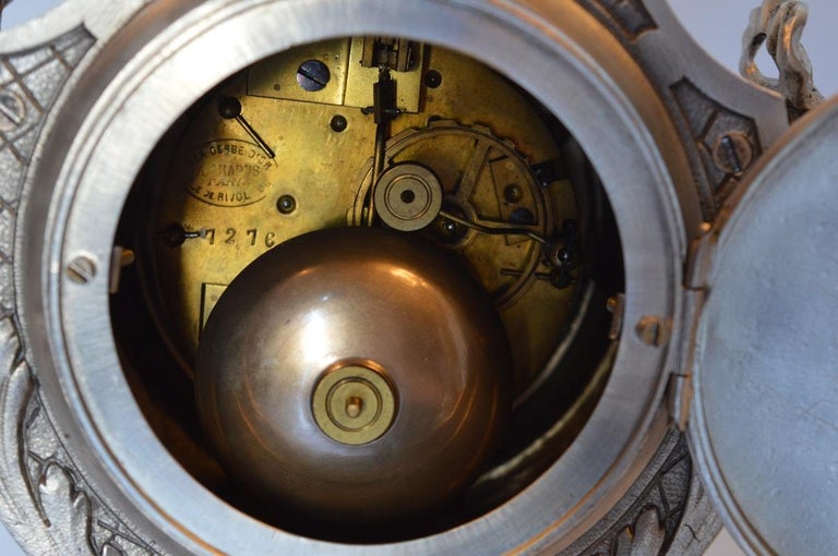 Louis XVI Style Silvered Metal and Lapis Lazuli Mantle Clock by A. at ...