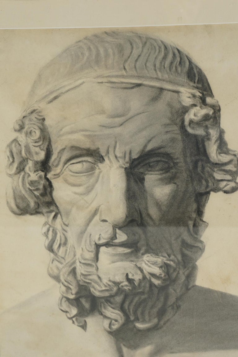 Late 19th Century Academic Drawing of Homer For Sale at 1stDibs