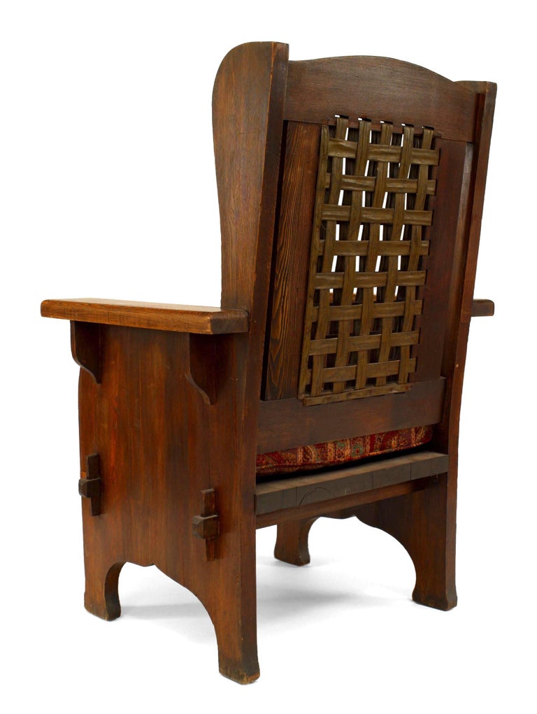 American Mission Leather and Oak Wing Chair For Sale at 1stDibs ...