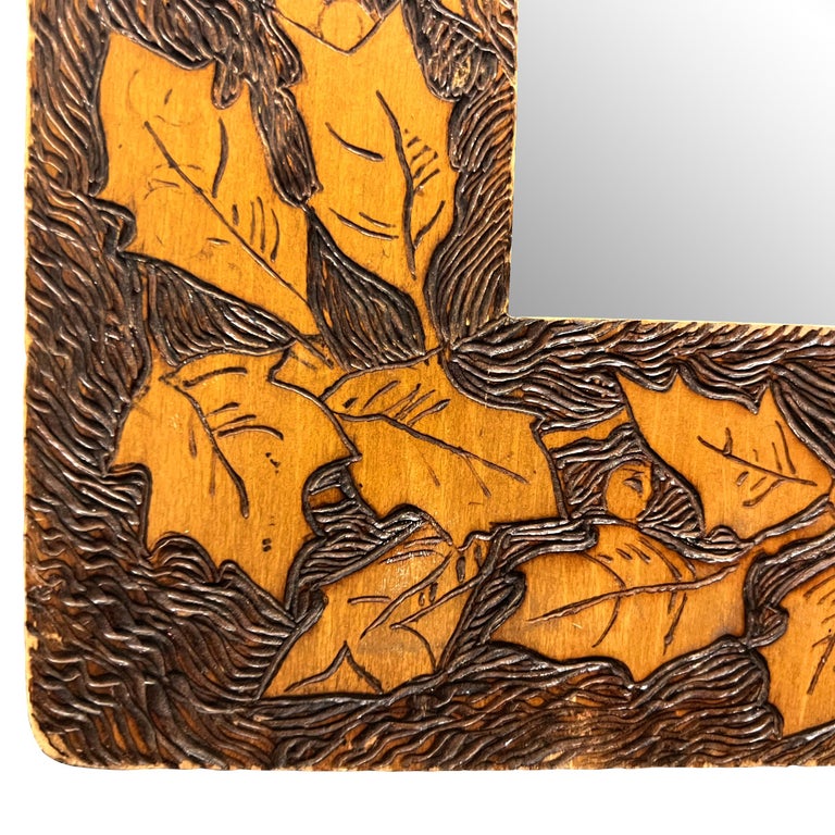 Late 19th Century American Pyrography Holly Framed Mirror For Sale at ...