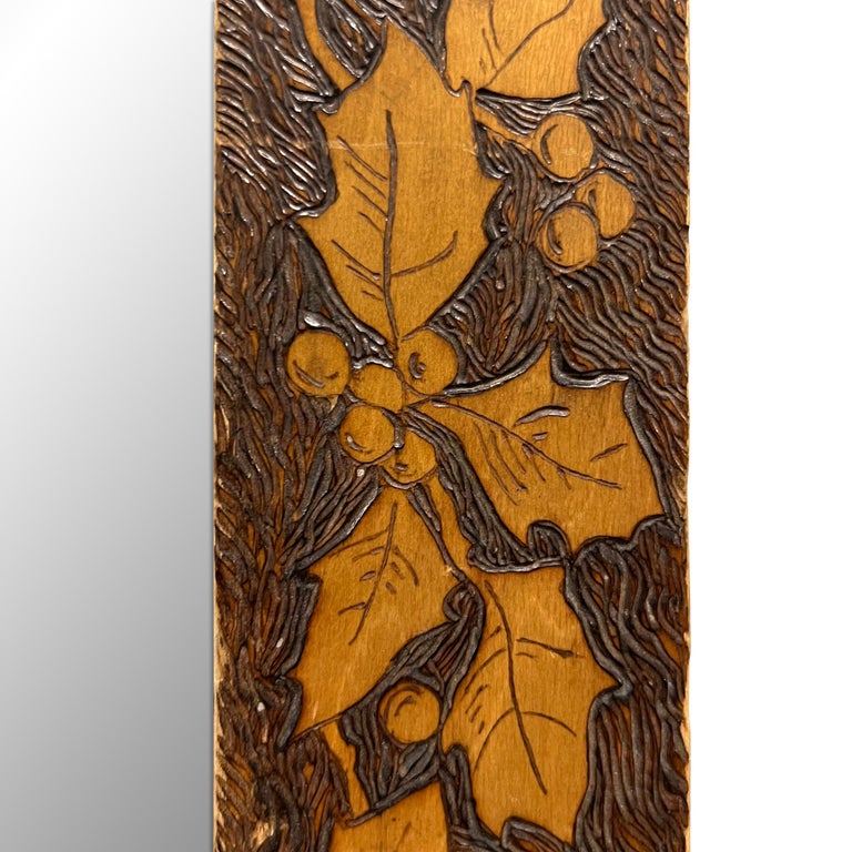 Late 19th Century American Pyrography Holly Framed Mirror For Sale at ...