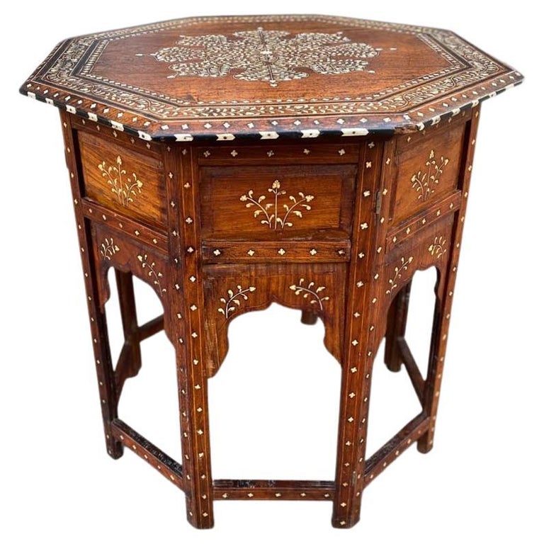 Late 19th Century Anglo Indian Bone and Ebony Inlaid Hoshiarpur Table ...