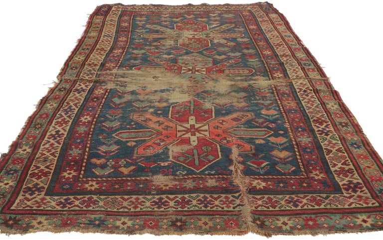 Late 19th Century Antique Caucasian Kazak Runner For Sale at 1stDibs