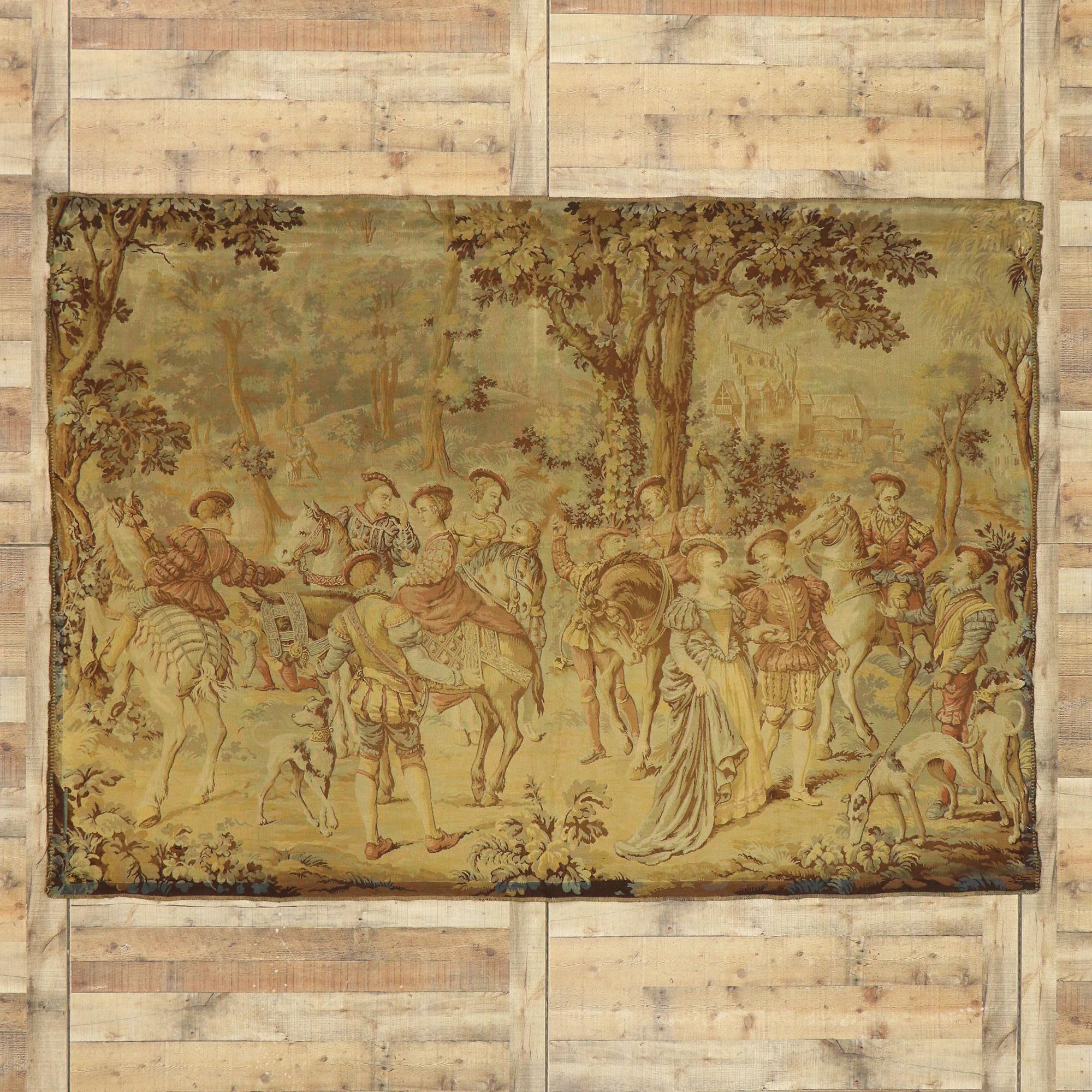 Late 19th Century Antique French Pastoral Tapestry with Romantic Rococo ...