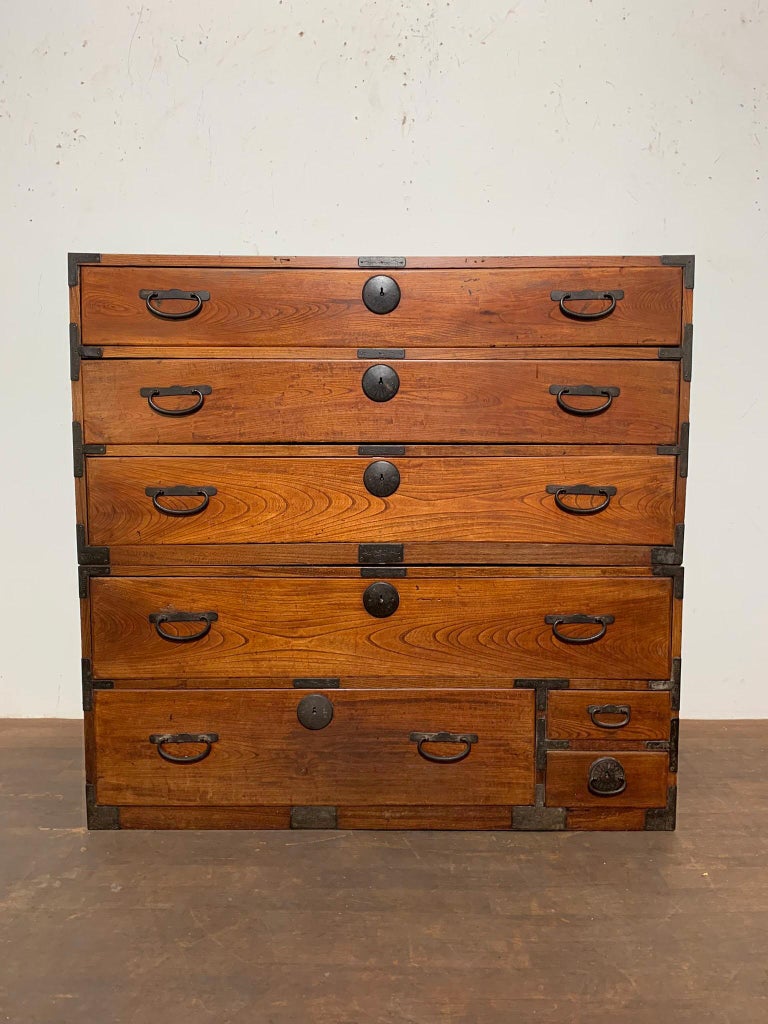 Late 19th Century Antique Meiji Era Japanese Two Piece Tansu at 1stDibs