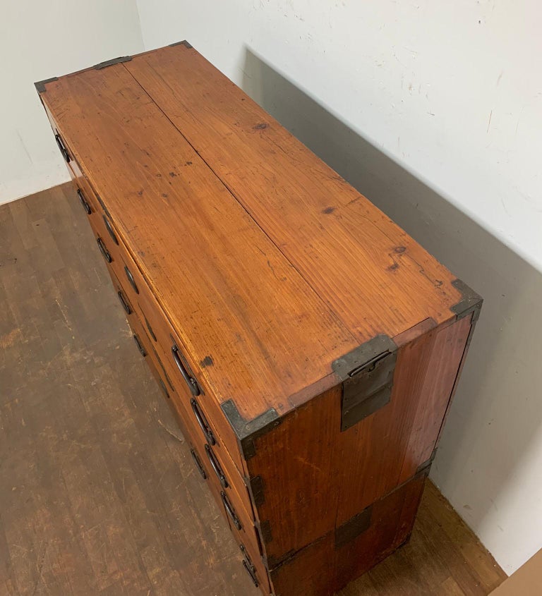 Late 19th Century Antique Meiji Era Japanese Two Piece Tansu at 1stDibs