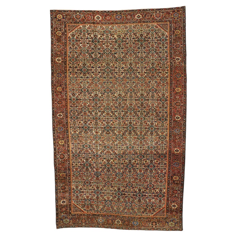 Late 19th Century Antique Persian Farahan Rug For Sale at 1stDibs