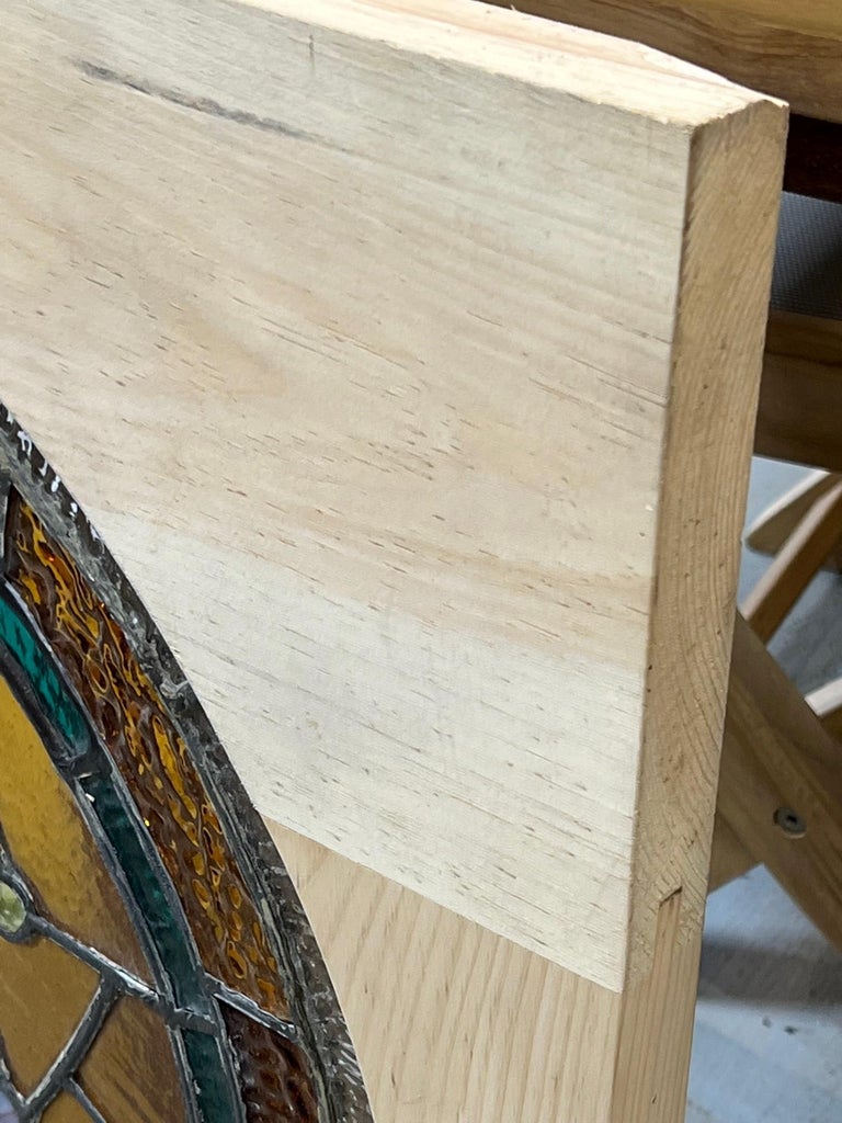 Late 19th Century Antique Round Stained Glass Window in a New Square ...