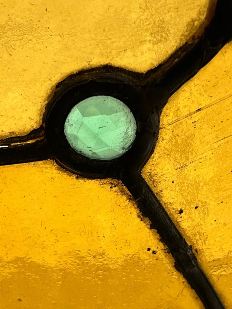 Late 19th Century Antique Round Stained Glass Window in a New Square ...